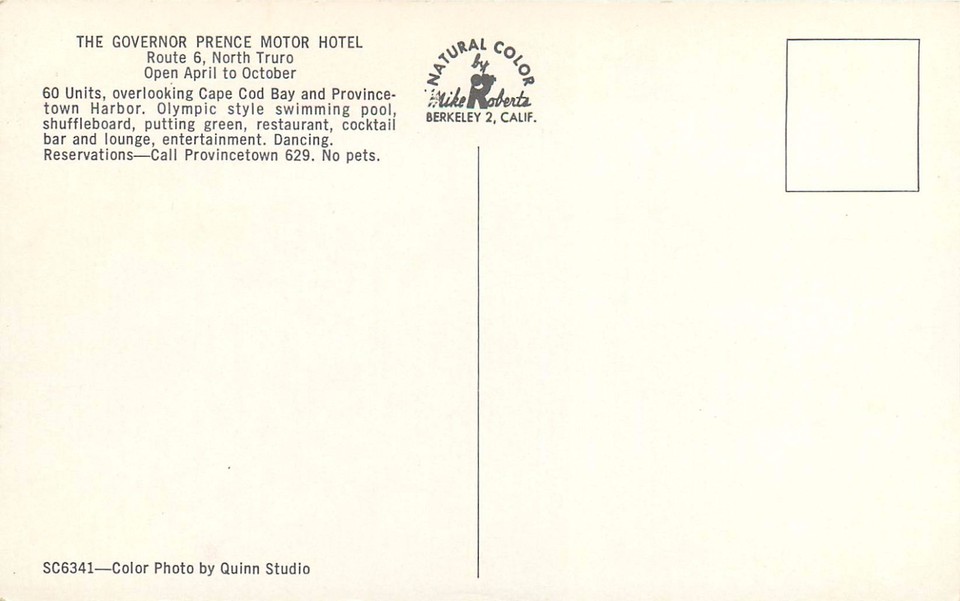 Governor Prence Motor Hotel Route Truro Orleans Massachusetts old car ...