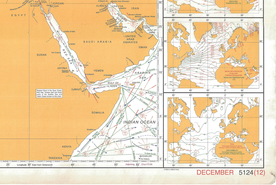 5124(12) Routeing Chart North Atlantic Ocean December Chart Map Marine ...