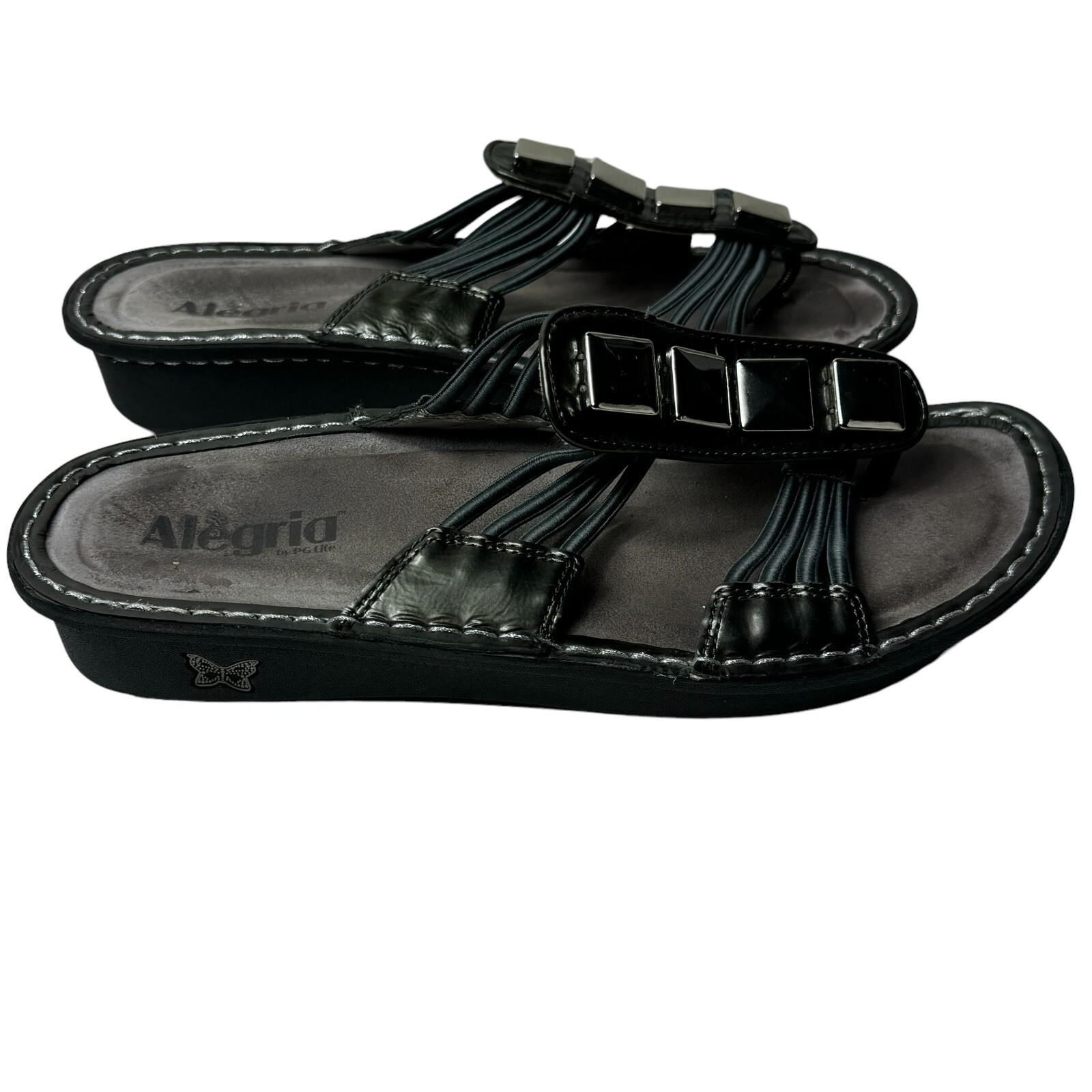 Algeria Pisa Chrome Patent Leather Thong Sandals Shoe… - Gem
