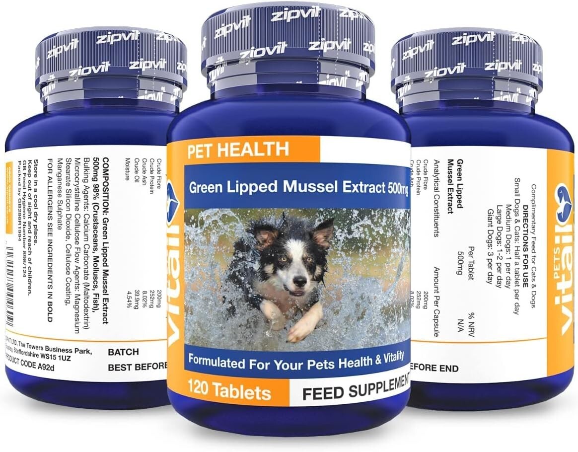 ZipVit Green Lipped Mussel High Strength for Dogs 500mg - 120 Tablets ...