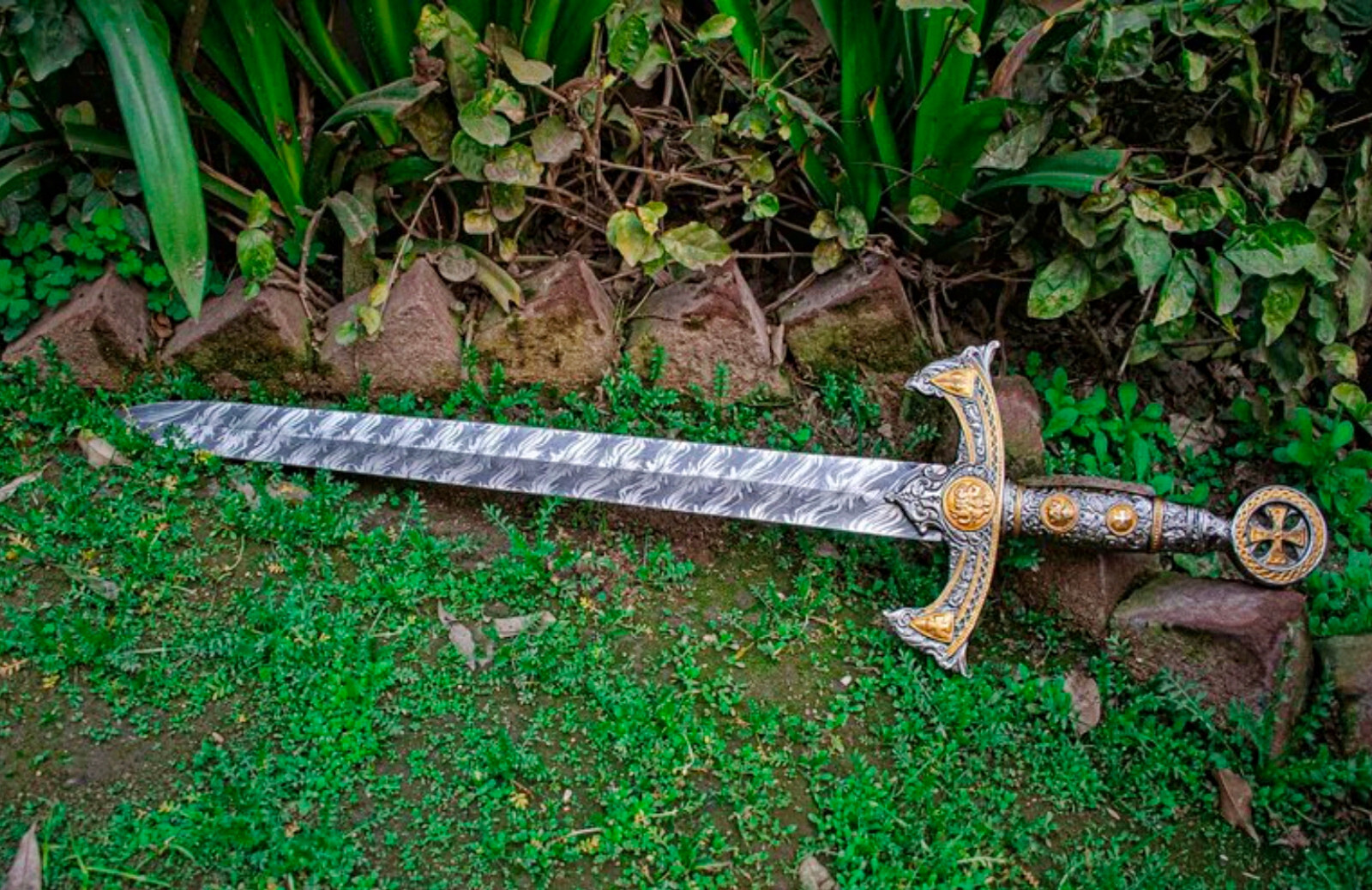 Handmade Templar Knights Damascus Steel Sacred Holy Long sword With ...