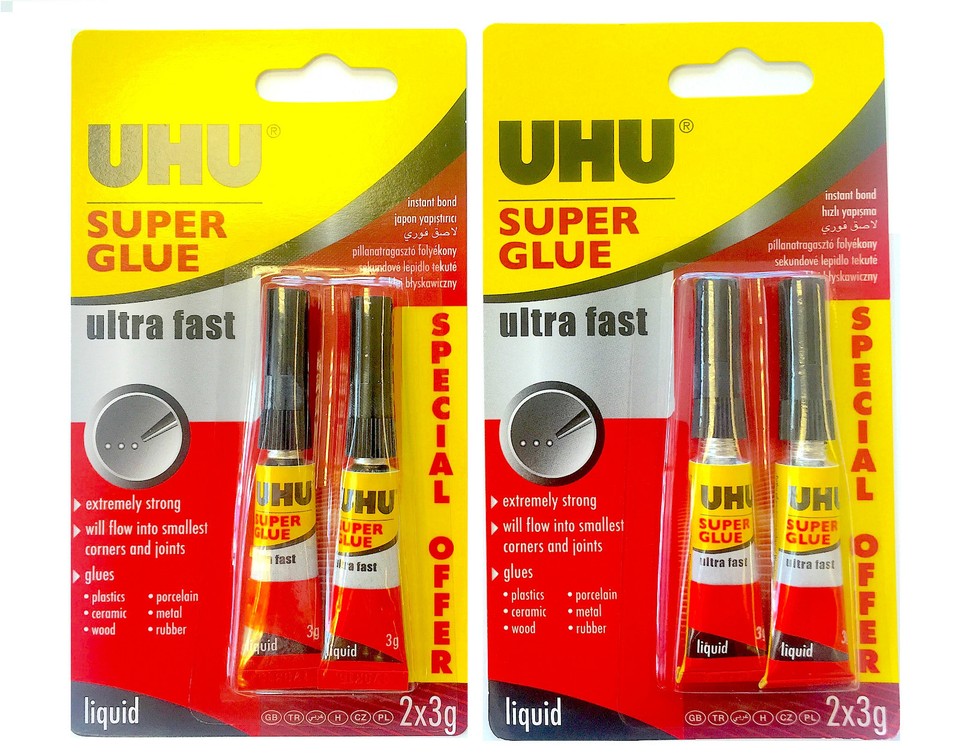 UHU Super Glue Liquid Extra Strong Adhesive All Purpose Wood Plastic ...