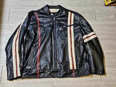 Wilsons Leather M. Julian Striped Motorcycle Racing Jacket Men’s Size ...