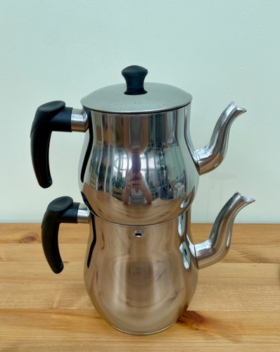 Traditional Teapot Stainless Steel Caydanlik Turkish Double Kettles XS ...