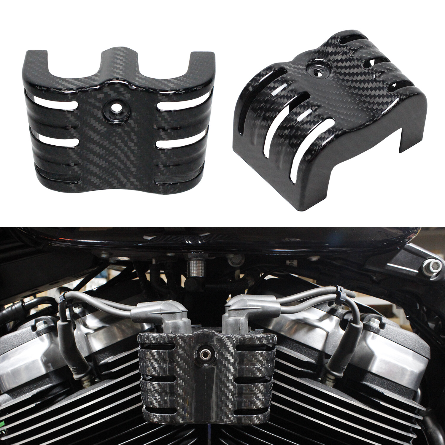 Carbon Fiber Iginition Coil Cover for Harley Softail M8 Street Bob Fat ...