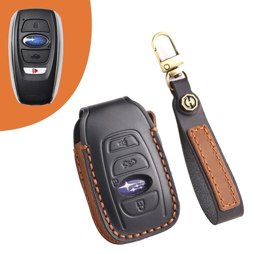 Leather For Subaru Forester Outback Impreza Fob Key Case Cover Holder ...