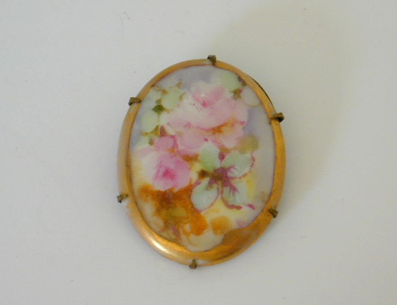 Victorian Gold Gilded Hand Painted Floral Pink Roses … - Gem