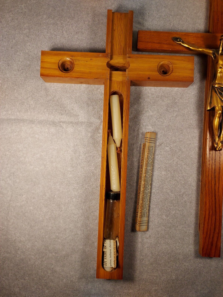 Antique 1940s Catholic Divinity Sick Call 'Last Rites' Crucifix Cross w ...