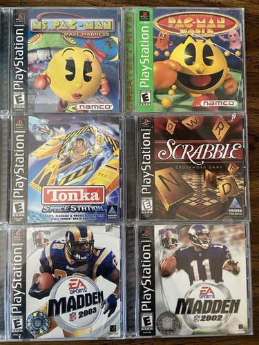 ps1 game lot cib, Pac-Man, Ms Pac-Man, Tonka, Madden & Scrabble. 6 ...