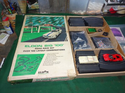 Vintage Eldon Big 100 Road Race Set Slot Car Track 1963 | eBay
