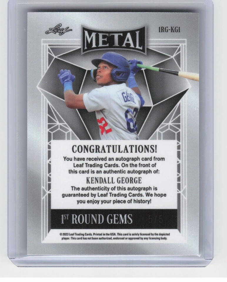 2023 Leaf Metal Draft #1RG-KG1 Kendall George 1st Round Gems Auto #/5 ...