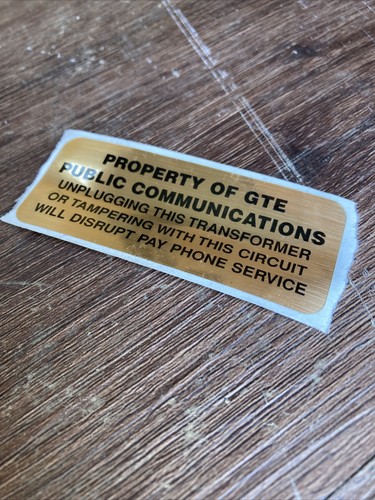 Vintage But New GTE Payphone Phone Booth Sticker Sign Label Telephone ...