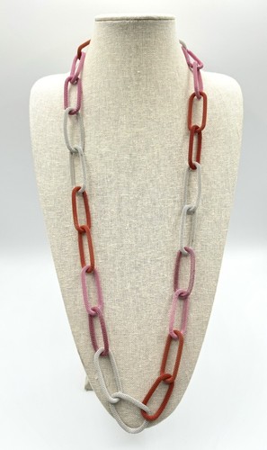 Vintage Pastel Mesh Oversized Chain Link Long Necklace | eBay
