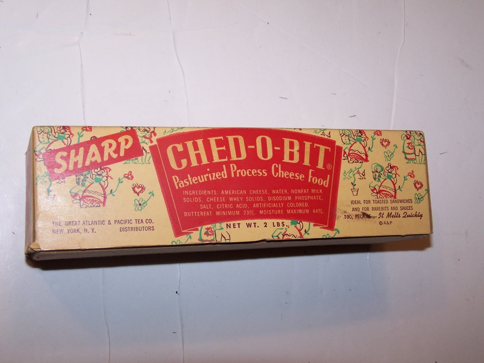 Vtg empty Sharp Ched-O-Bit 2 pound box A&P stores solid corners | eBay