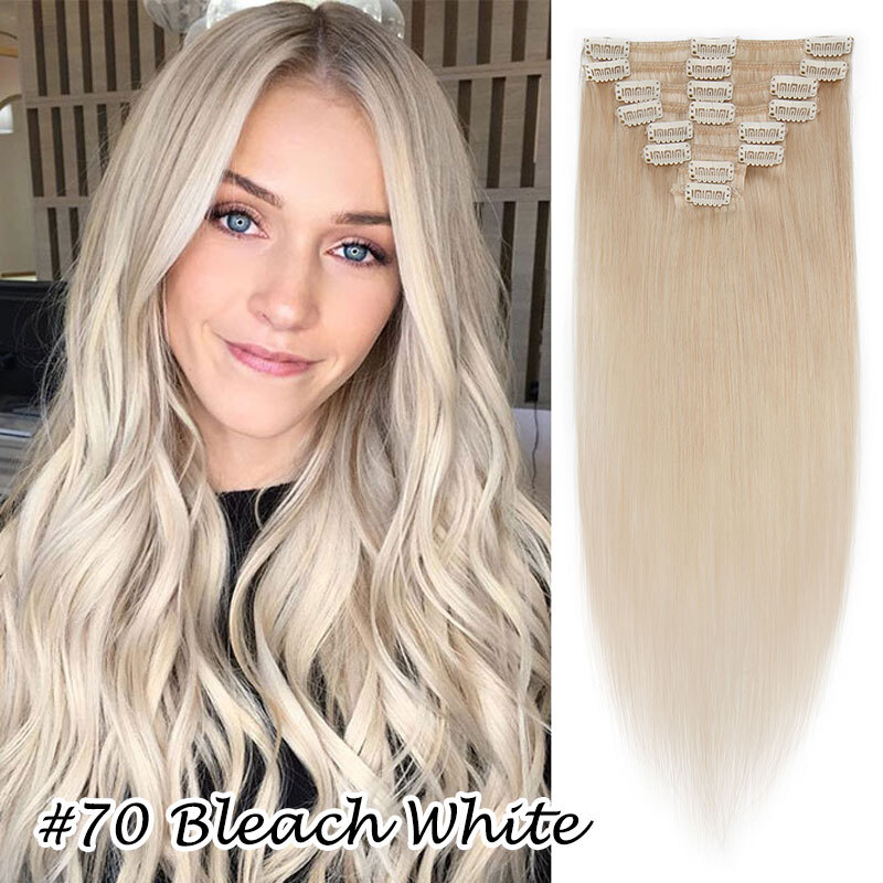 Seamless 100% Human Hair Extensions Clip In Real Remy Hair Piece Full ...