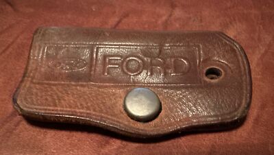 Vintage FORD LINCOLN MERCURY TAN Leather Key chain Fob Dealership PROMO ...
