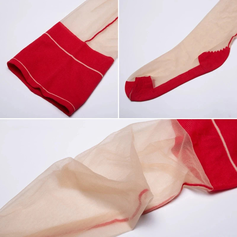 Women Cuban Heel Back Seam Sheer Nylon Shiny Ultra Thin Thigh High ...