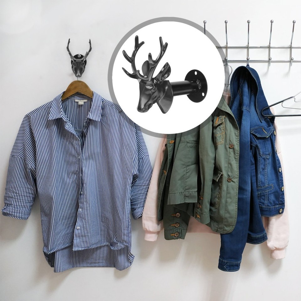 Creative Deer Head Hook Iron Art Hook Room Hanger Wall-Mounted Coat ...