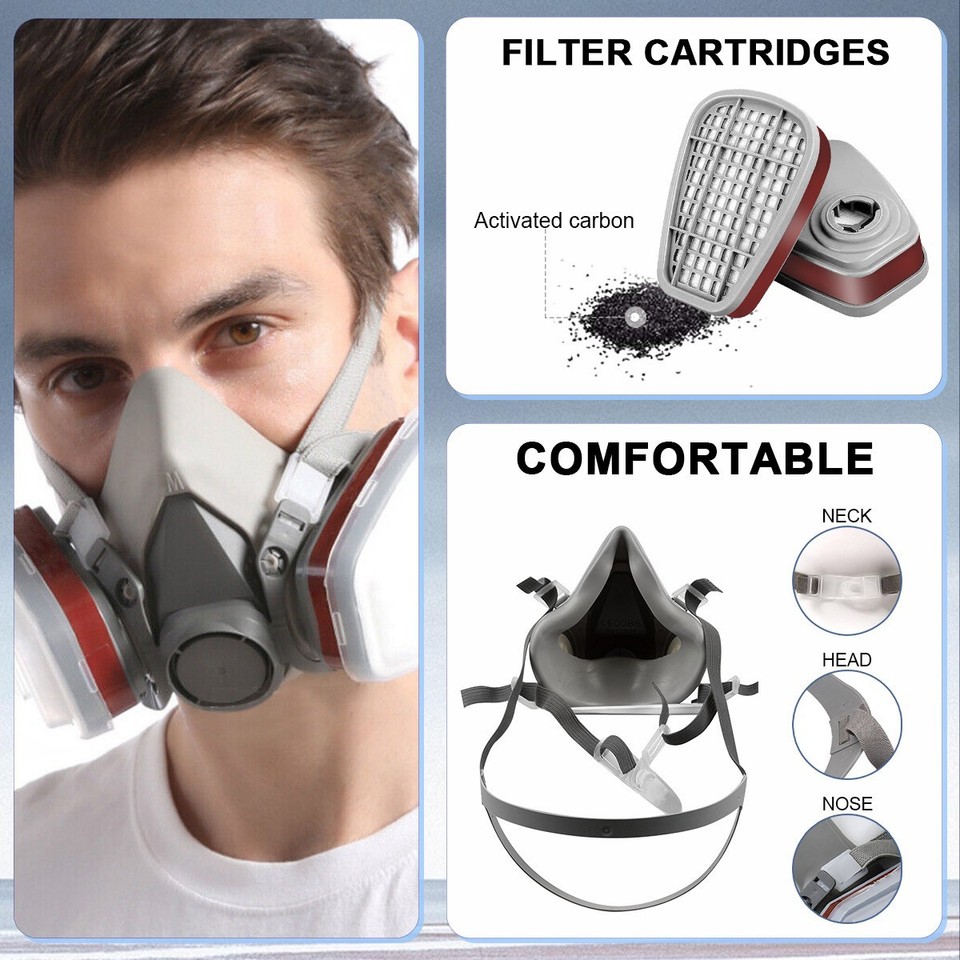 Reusable Construction Industrial Half Face Respirator Mask Filter ...