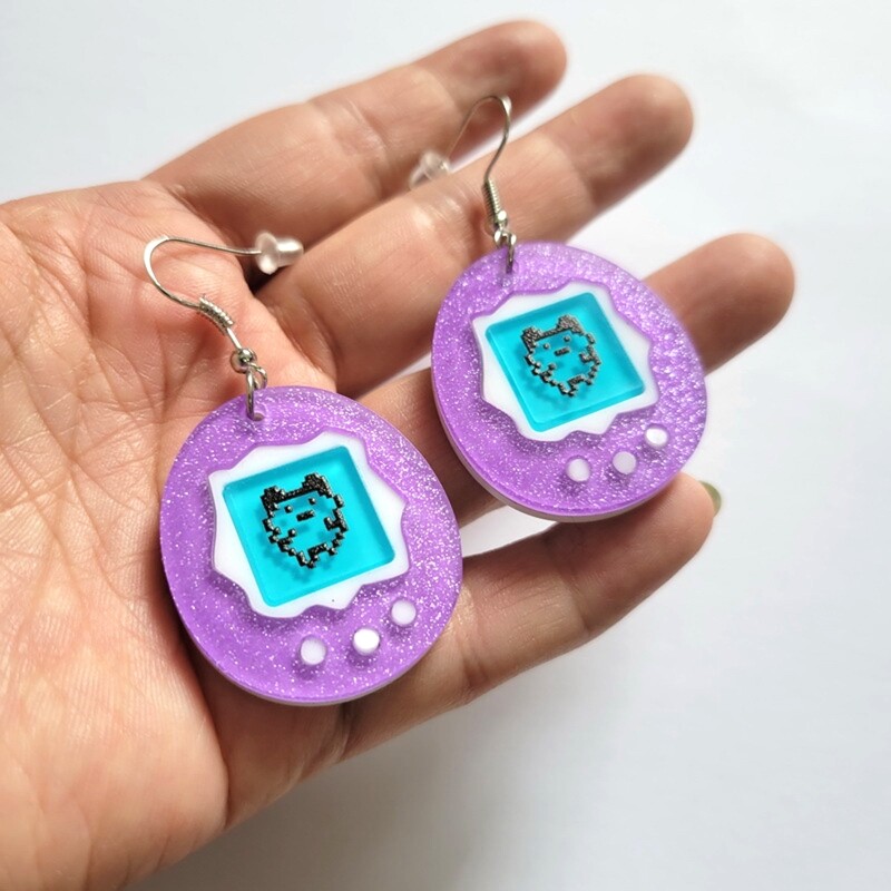 Electronic Pet Acrylic Earrings Funny Cartoon Game Console Drop Earring ...