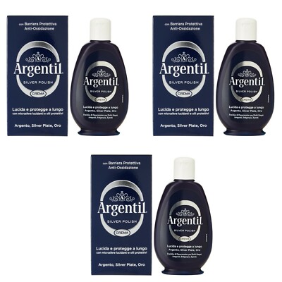 3 pz Argentil Silver Polish Crema detergente Lucida pulizia argento ...
