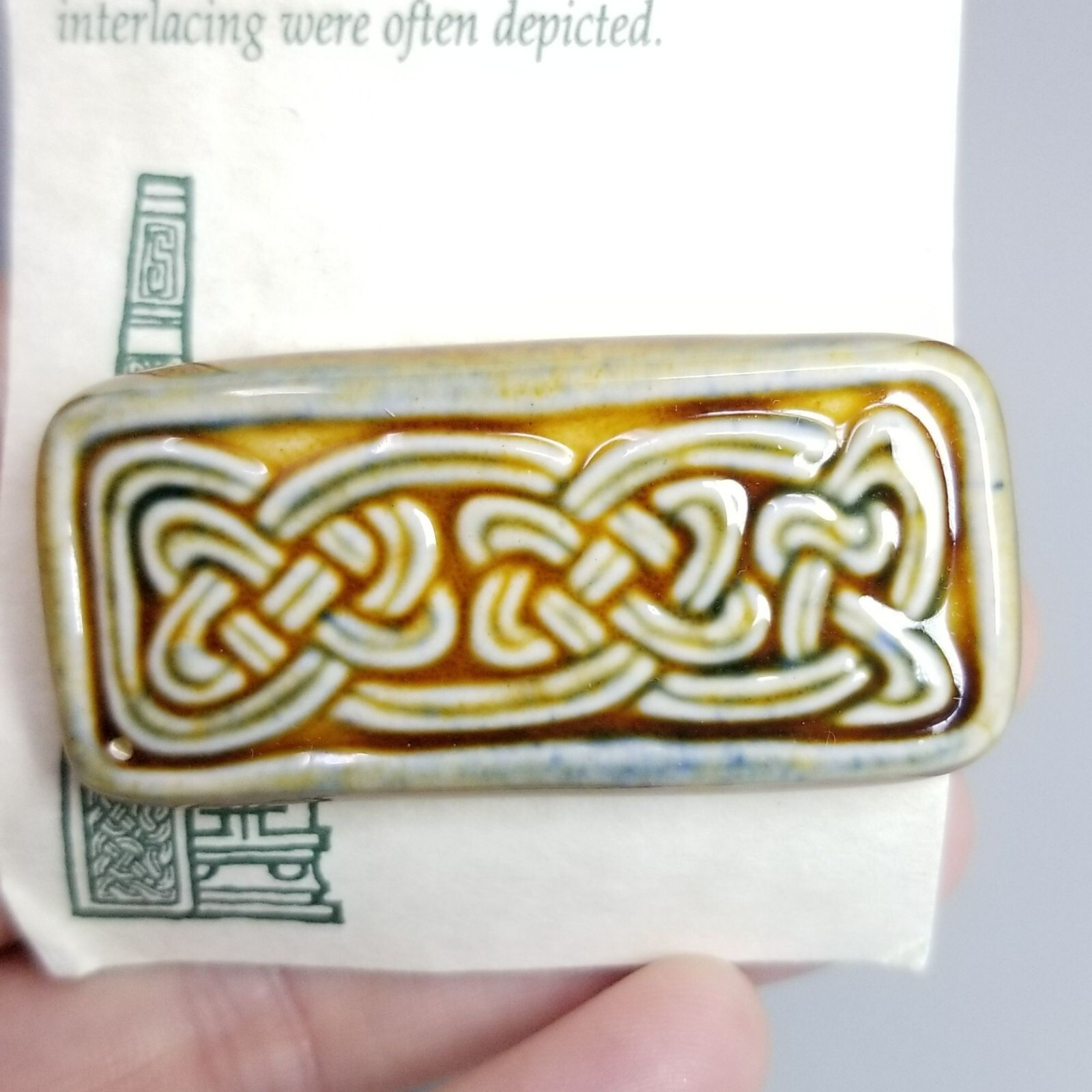 Vintage Arkland Studio Pottery Irish Celtic Brooch, G… - Gem