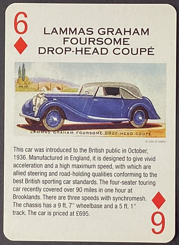 Lammas Graham Foursome Coupe Car Single Swap Wide Playing Card 6 ...