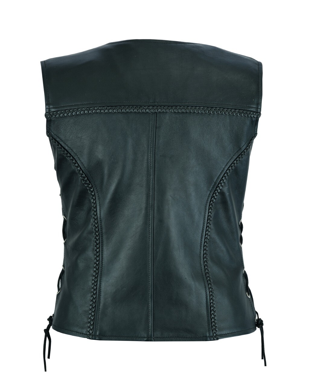 Ladies Real Leather Laced Up Motorcycle Biker Waistcoat Womens Gillette ...
