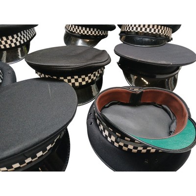 Peaked Caps Job Lot of 10 Black & White Band Grade B Uniform Hats Fancy ...