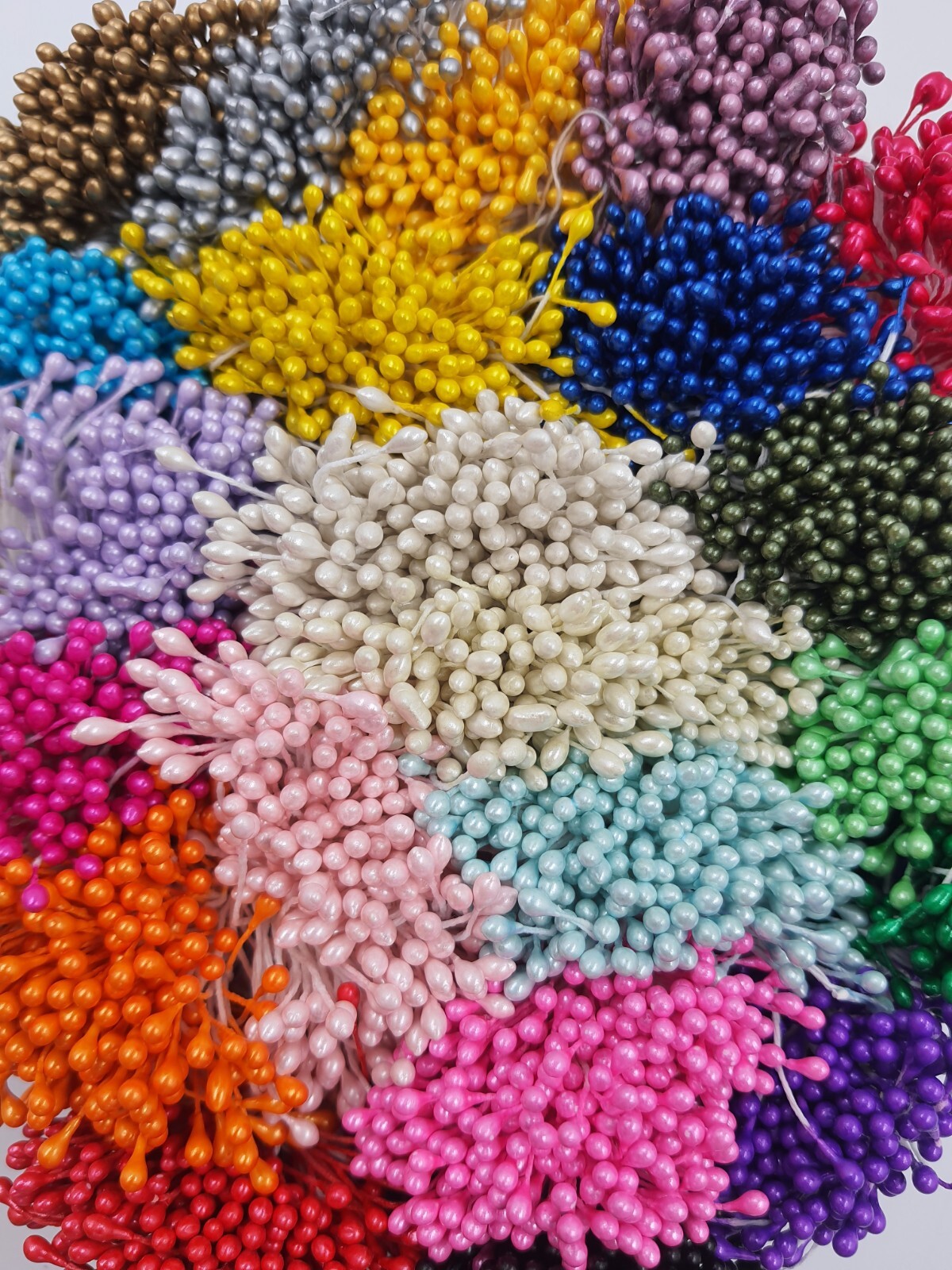 290 Double Heads Artificial Pearl Flower Stamens 3mm Craft Wedding Cake ...