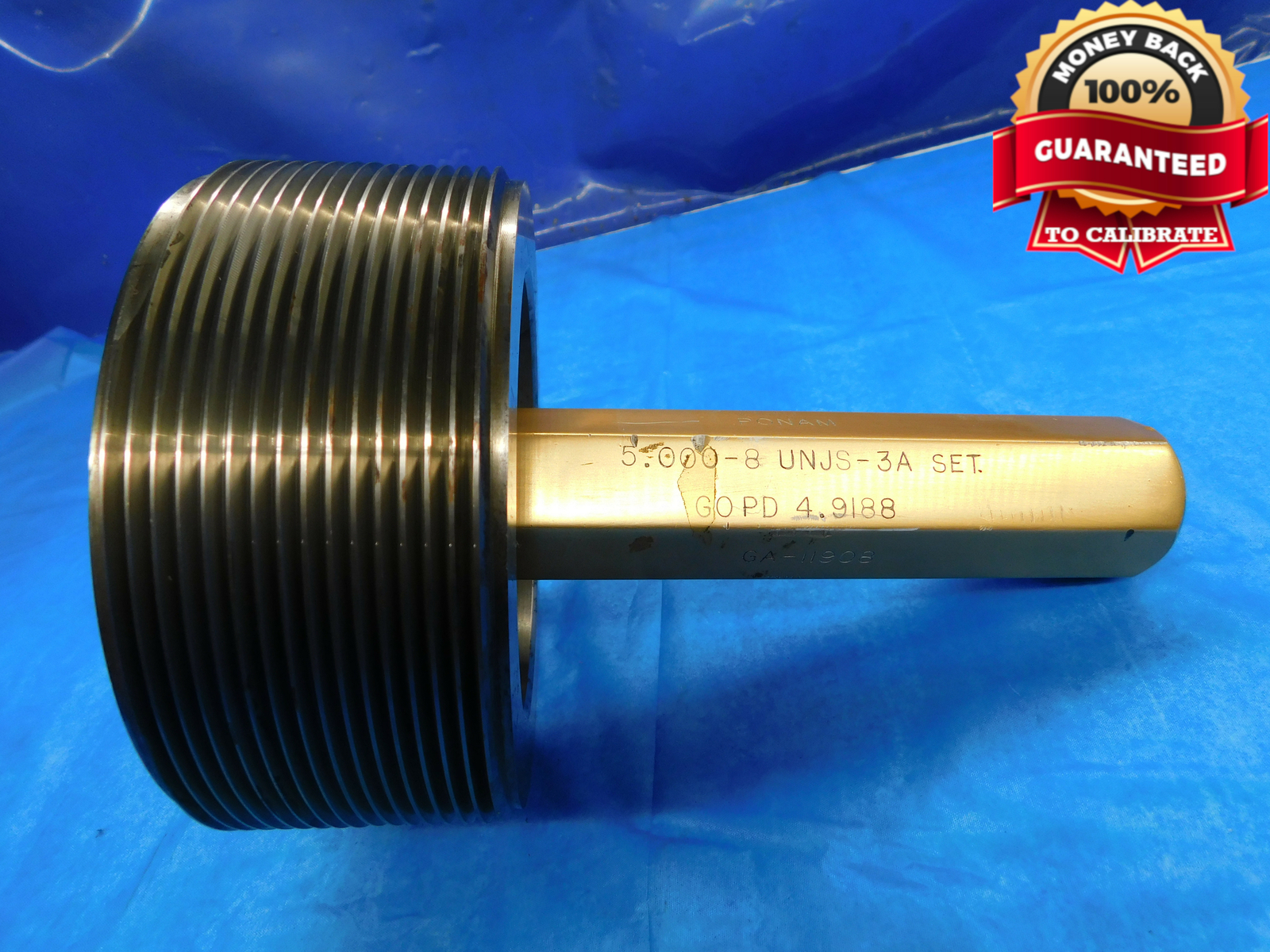 5" 8 UNJS 3A SET THREAD PLUG GAGE 5.0 5.00 5.000 5.0000 GO ONLY P.D ...