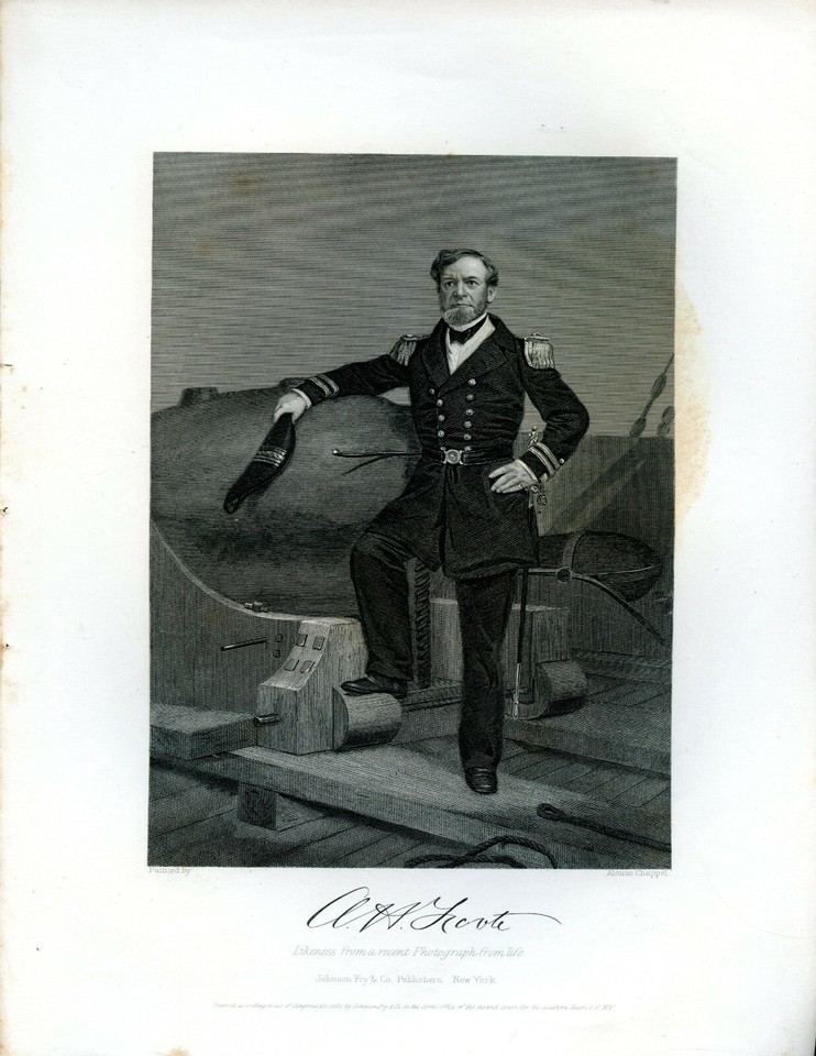 1862 Steel Engraving Civil War Union Admiral ANDREW HULL FOOTE (1806 ...