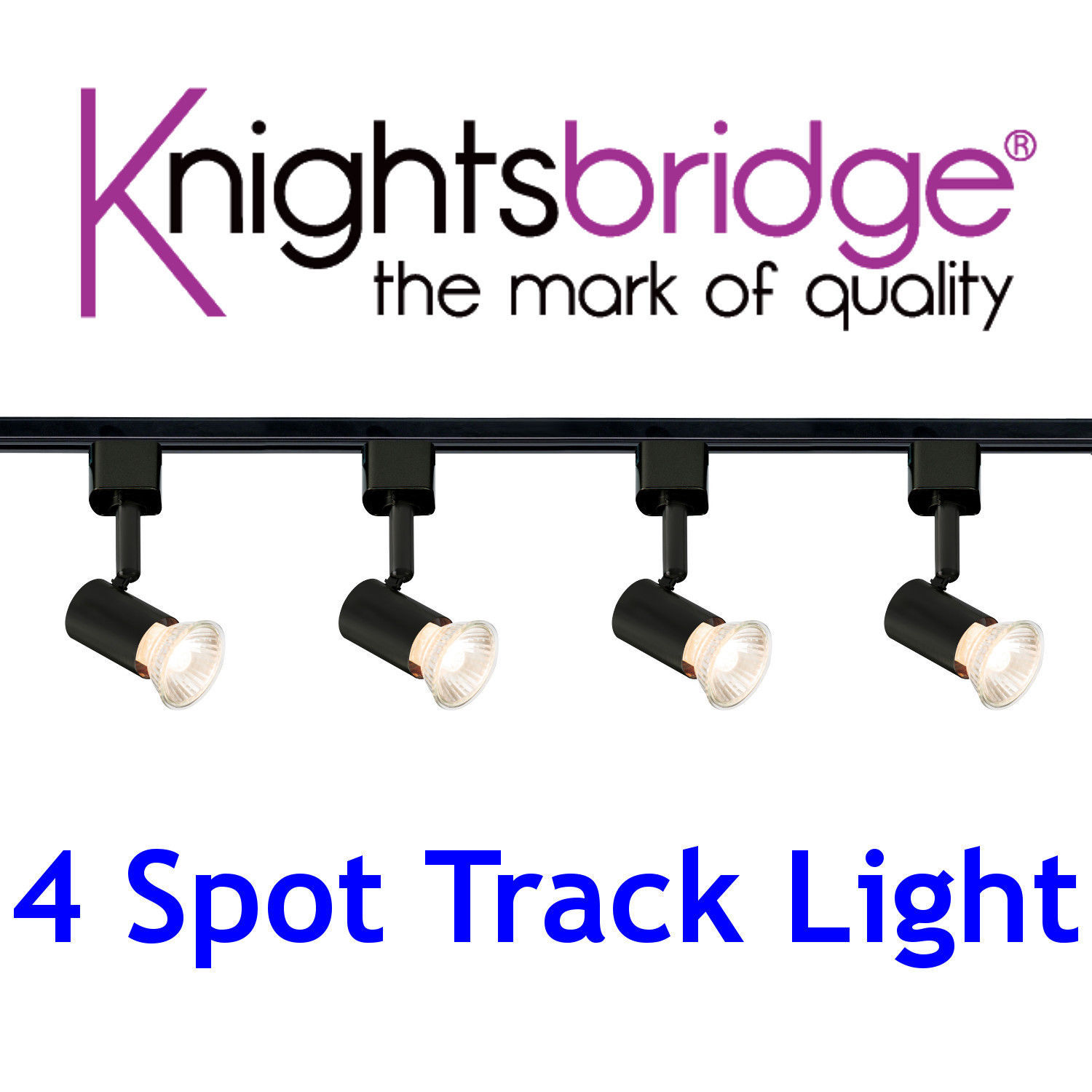 Knightsbridge Single 4 Spot Track Kit Lighting LED Spotlight 2m Metre ...