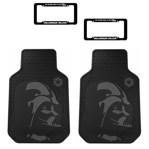 NEW 4PC STAR WARS DARTH VADER FRONT FLOOR RUBBER MATS LICENSE PLATE ...