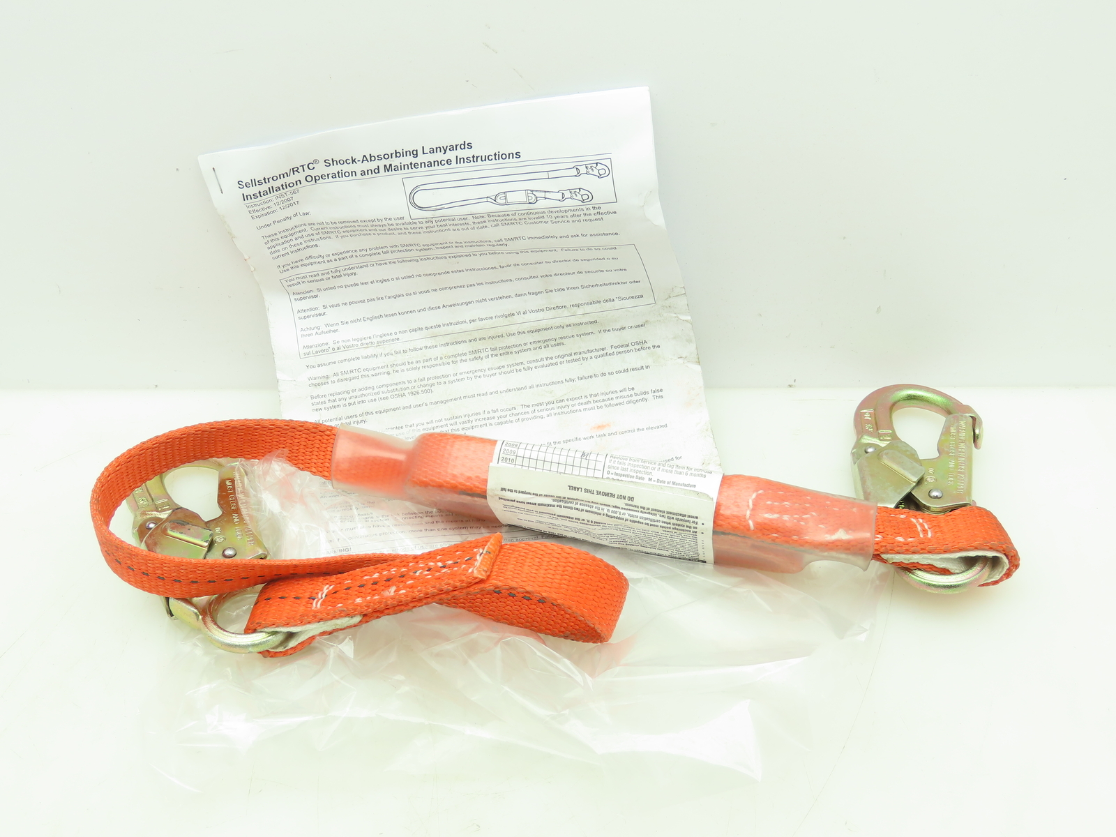 Sellstrom RTC 4' Poly Shock Absorbing Lanyard Snap Hook W/ Gate SP ...