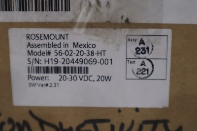 New Rosemount 56-02-20-38-HT 20-30VDC 20W S/N H19-20449069-001 STOCK ...