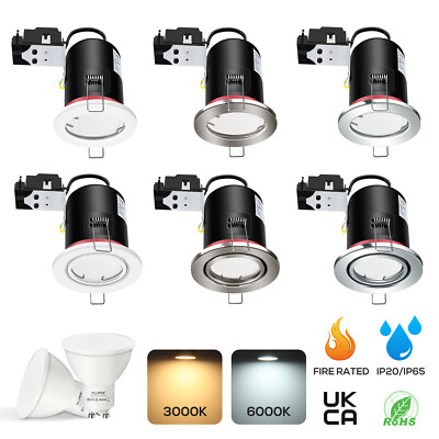Fire Rated | Recessed LED GU10 Flush Ceiling Spotlights IP65 ...