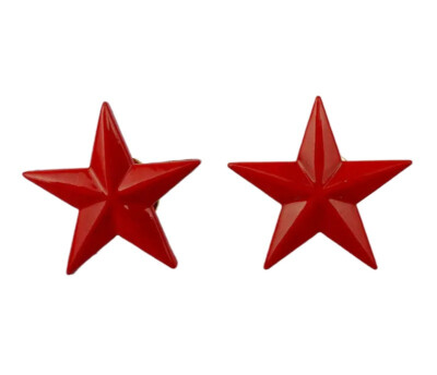 PAIR OF RED STAR BADGE INSIGNIA PIN STAR INSIGNIA BADGE DRESS LAPEL PIN ...
