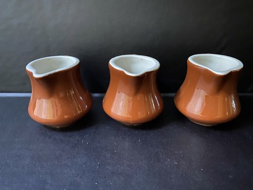 3 Vtg Hall's Small Brown Creamers " Made in USA" | eBay