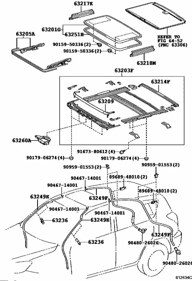 Sunroof Repair Kit with Lift Arm for Toyota Avalon Camry Highlander ...