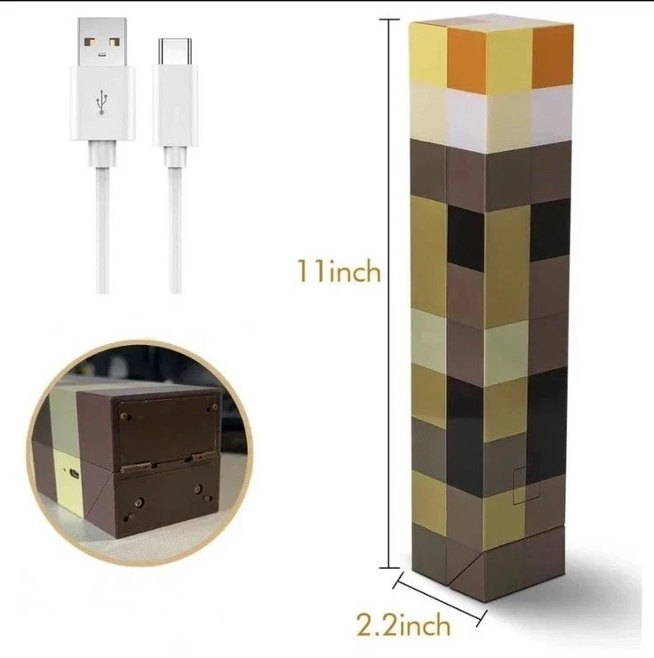 4-Color Minecraft Torch Rechargeable Portable Night LED Light | eBay