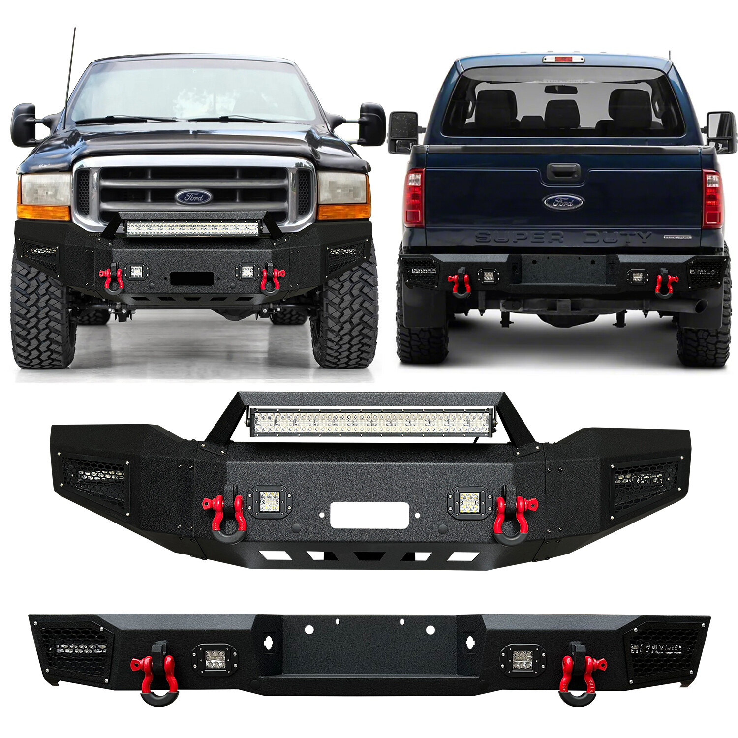 Vijay Front & Rear Bumper with LED lights for 1999-2004 Ford F250 F350 ...