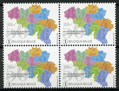 Belgium 2019 MNH Postal Codes 50 Years 4v Block Maps Postal Services ...