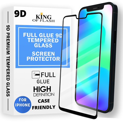 Full Glue 9D Tempered Glass Screen Protector for iPhone 13 PRO MAX MINI ...