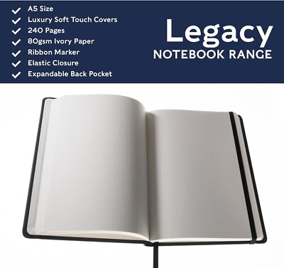 Collins Legacy Book A5 Soft Touch Cover Dotted 80gsm Ivory Notebook ...