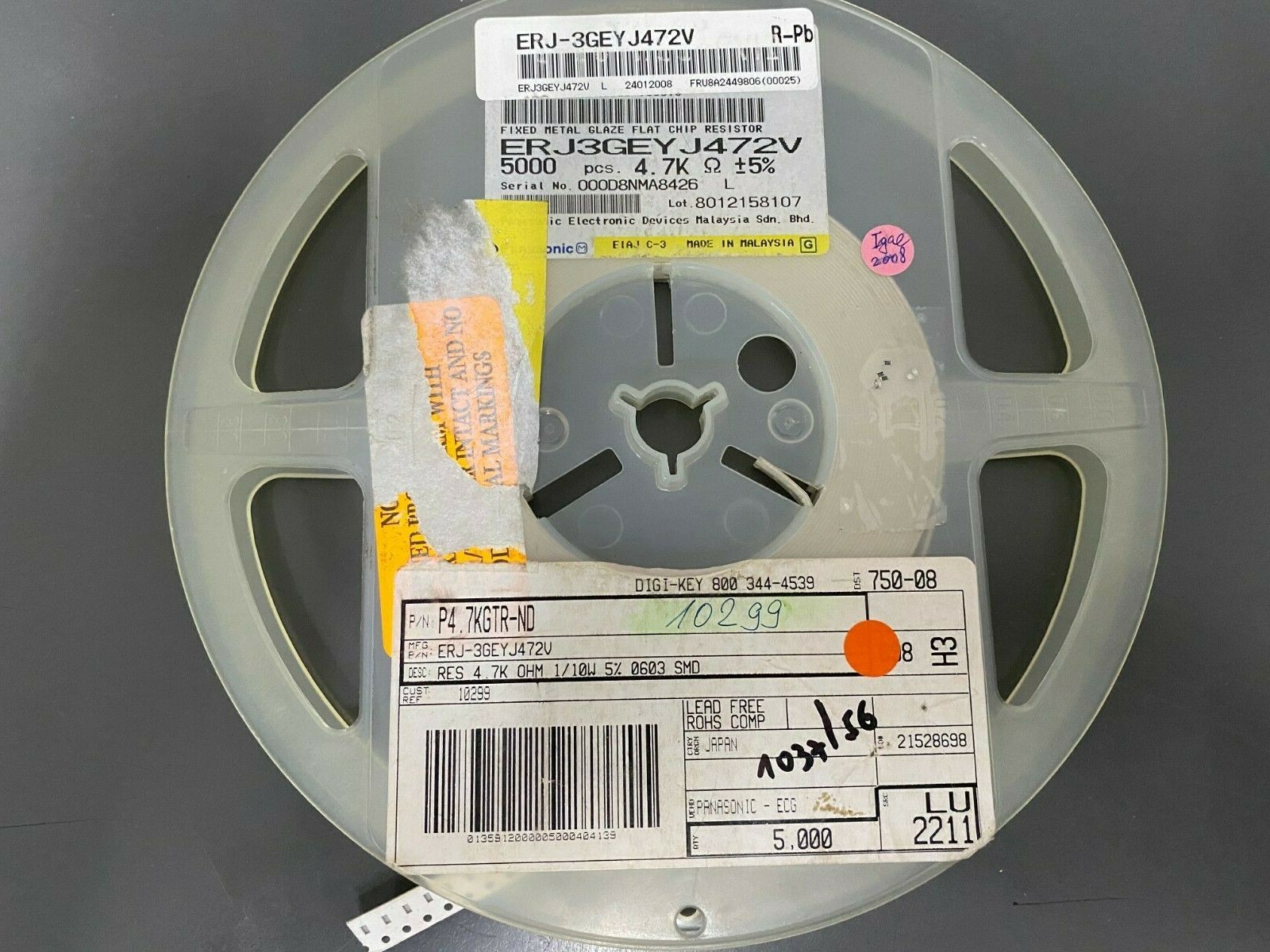 ERJ-3GEYJ472V - PAN - 1000 pcs - Resistor SMD 4.7K OHM 5% 1/10W 0603 ...