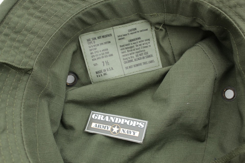 Vietnam Short Brim OD Green Jungle Hat Rip Stop Made in USA New ...
