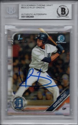 Riley Greene 2019 Bowman Chrome Draft Autographed Signed Rookie Card ...