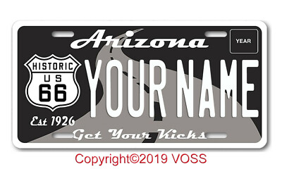 ARIZONA Historic NEW Route 66 License Plate ANY TEXT YOUR NAME Custom ...