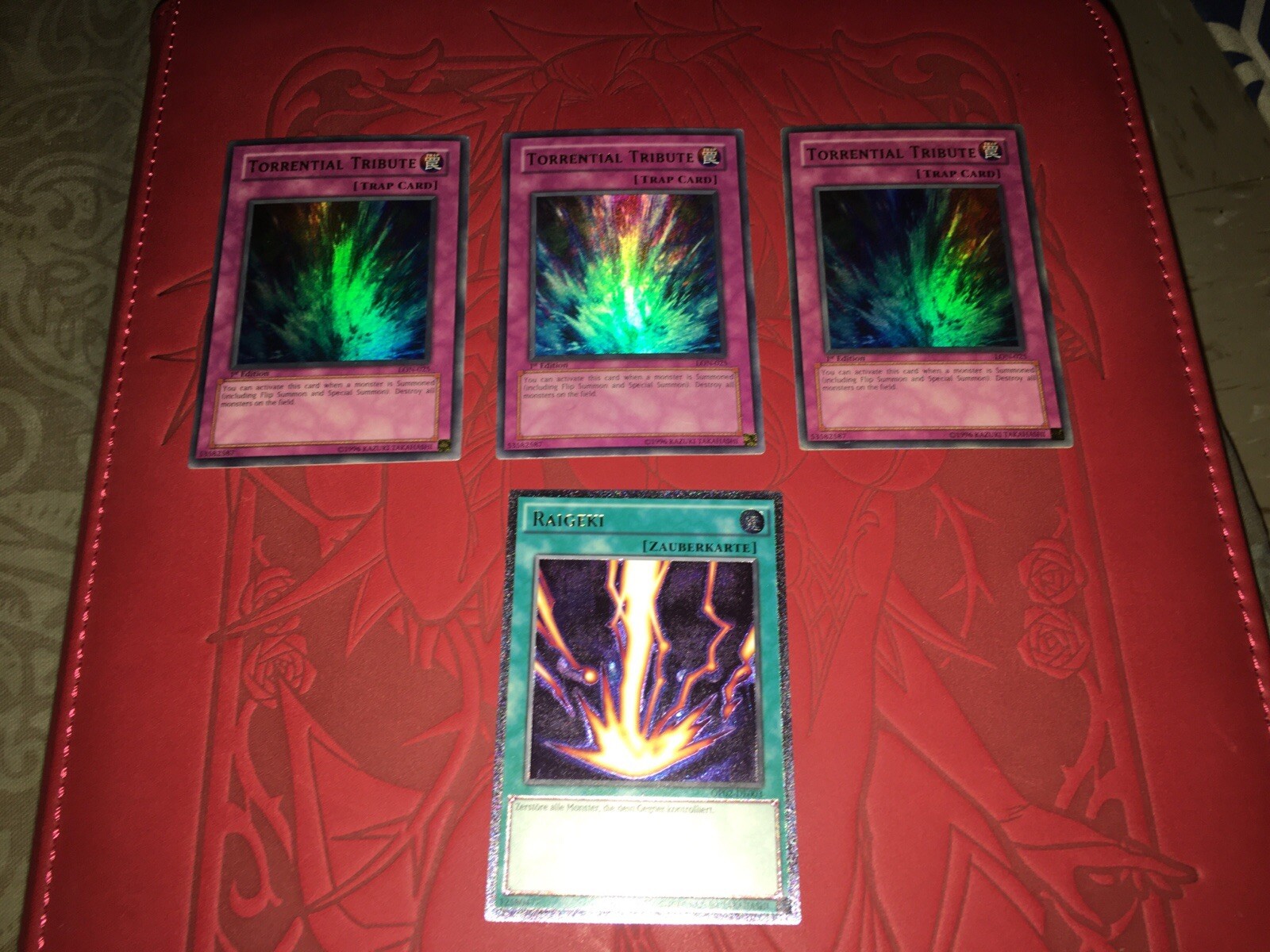 Raigeki & Torrential Tribute X3 (OP02-EN003 Ultimate Rare & Ultra Rare ...